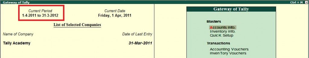 How To Change Current Period In Gateway Of Tally Tally FAQ News Announcements Blog